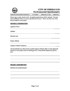 Environmental Questionnaire – The City of Firebaugh